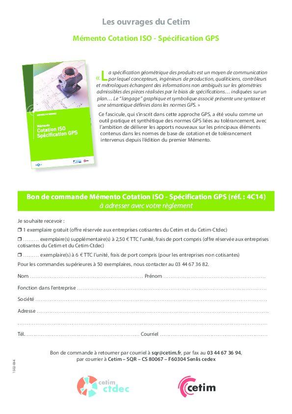 (PDF) Les ouvrages du Cetim Mémento Cotation ISO -Spécification GPS