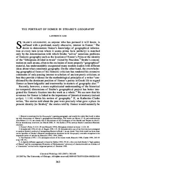 (PDF) The Portrait of Homer in Strabo's Geography