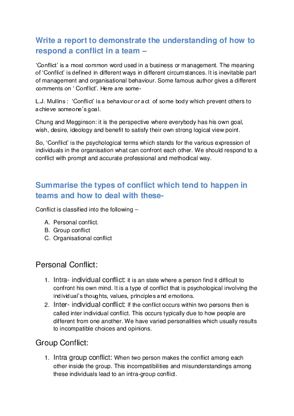 (DOC) Write a report to demonstrate the understanding of how to respond ...