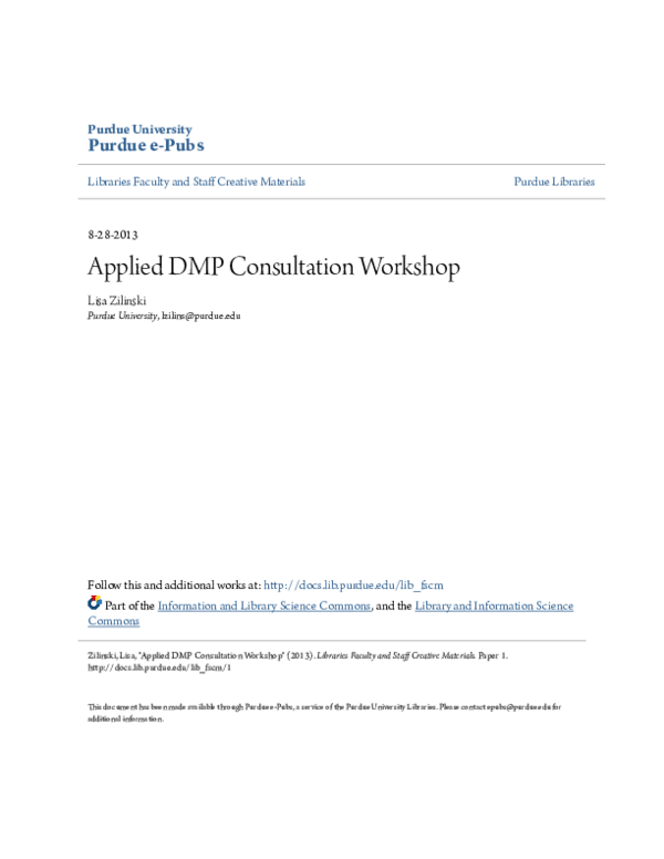 (PDF) Applied DMP Consultation Workshop