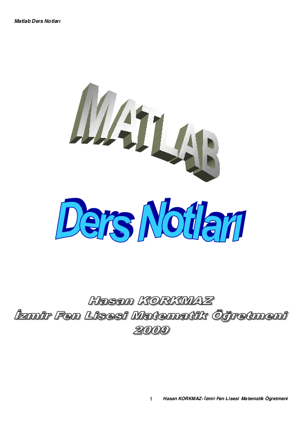 (PDF) Matlab Ders Notları
