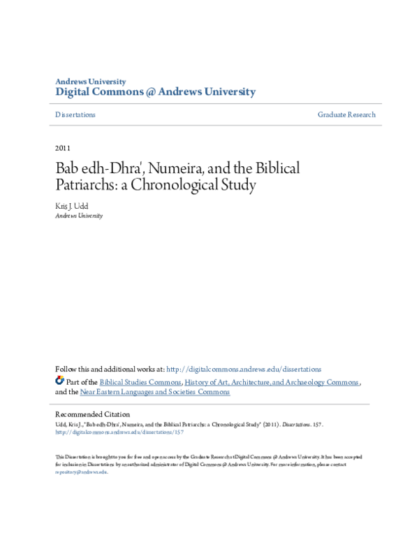 (PDF) Bab edh-Dhra', Numeira, and the Biblical Patriarchs: a ...