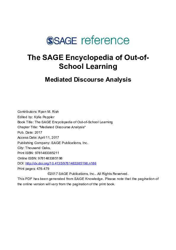 (PDF) Mediated Discourse Analysis