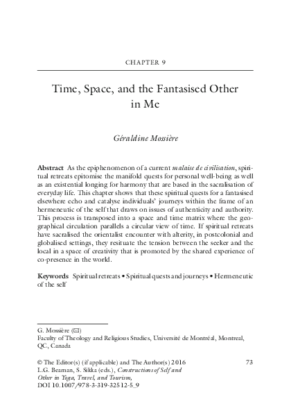 (PDF) Time, Space, and the Fantasised Other in Me