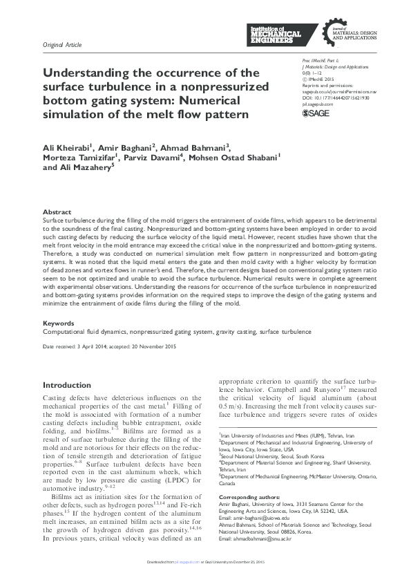 Pdf Understanding The Occurrence Of The Surface Turbulence In A Nonpressurized Bottom Gating