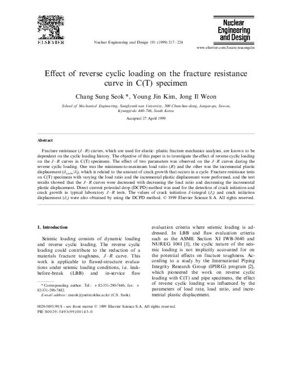 Pdf Effect Of Reverse Cyclic Loading On The Fracture Resistance Curve