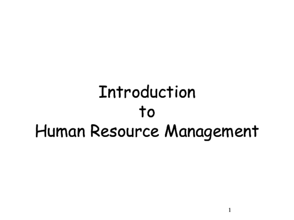 (PDF) Introduction to Human Resource Management