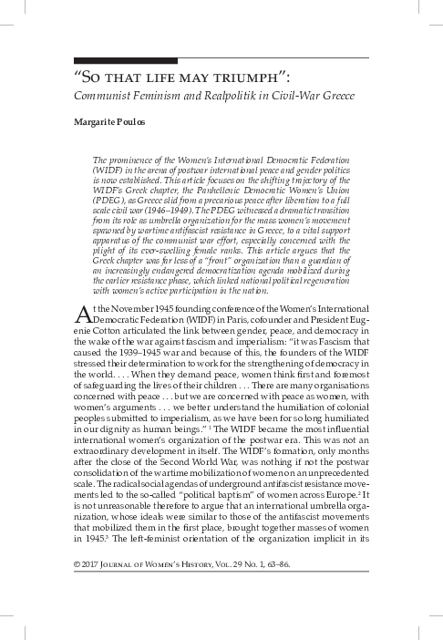 (PDF) So That Life May Triumph: Communist Feminism and Realpolitik in ...