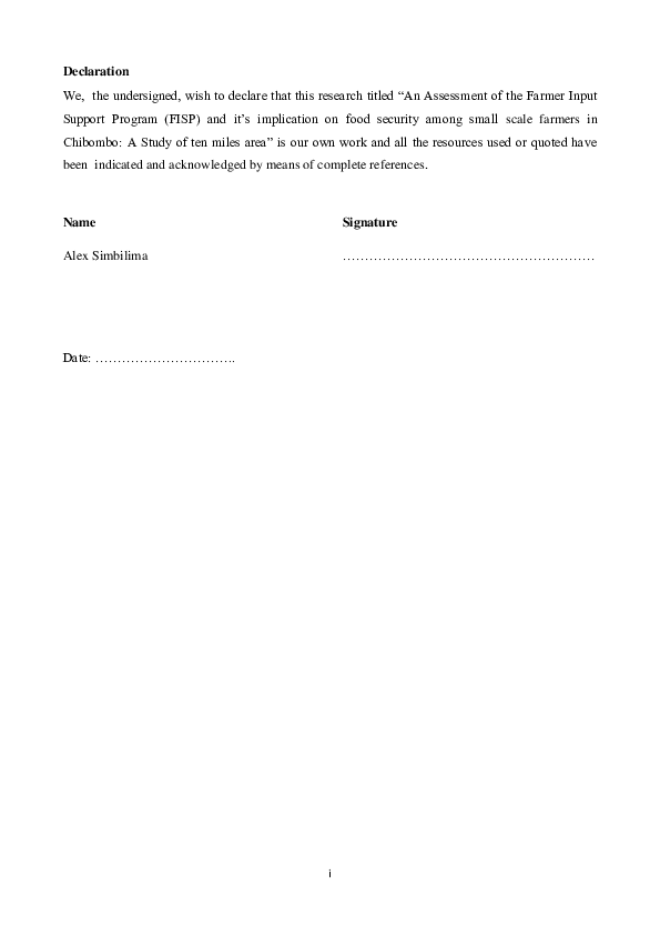 (PDF) Farmer Input Support Program (FISP) and its implication on food ...