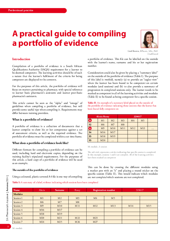 (PDF) A practical guide to compiling a portfolio of evidence
