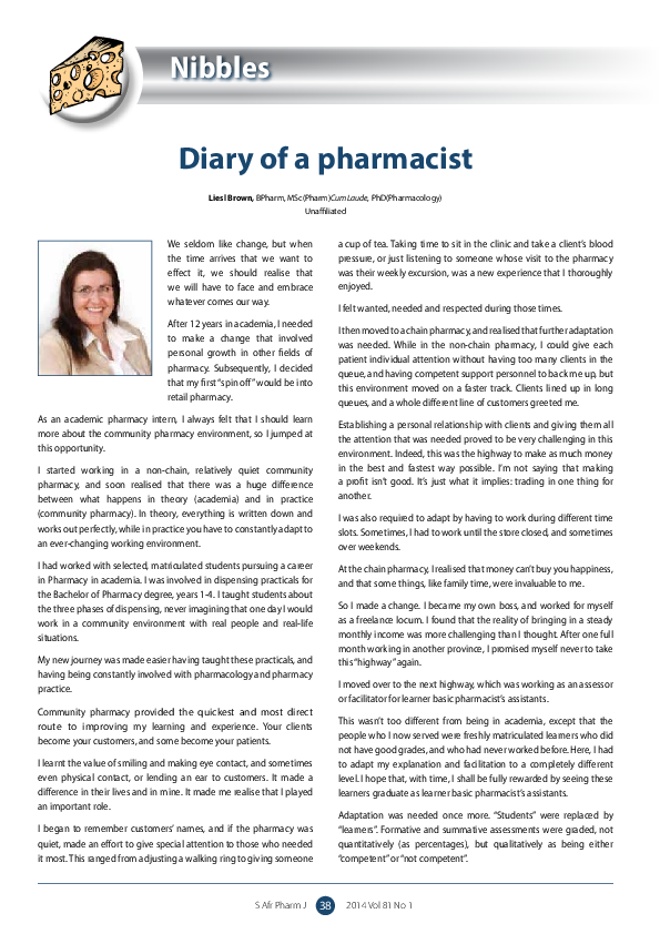 (PDF) Diary of a pharmacist
