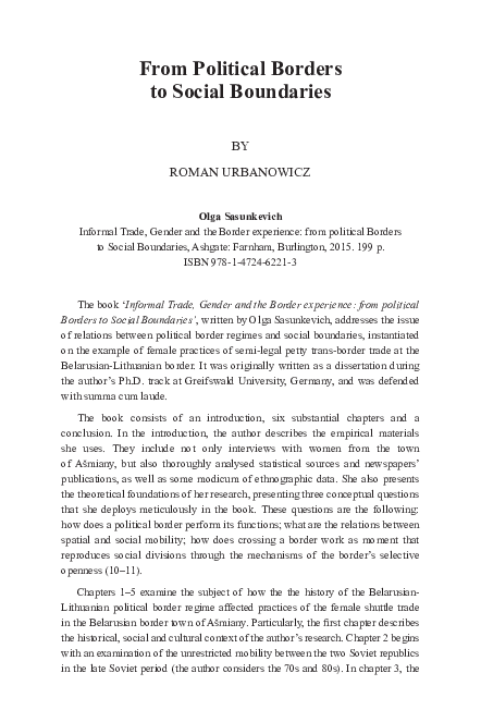 (PDF) From Political Borders to Social Boundaries