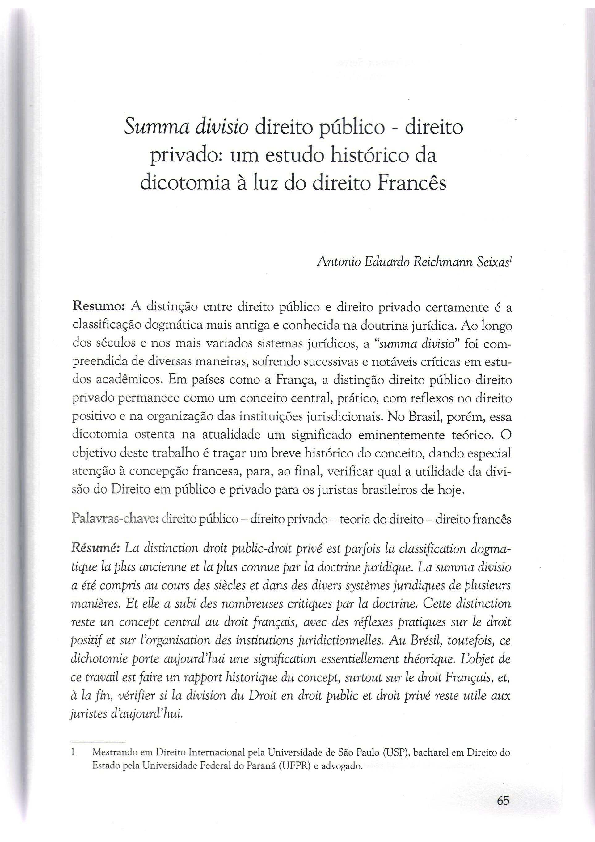 (PDF) Summa divisio direito público-direito privado: um estudo ...