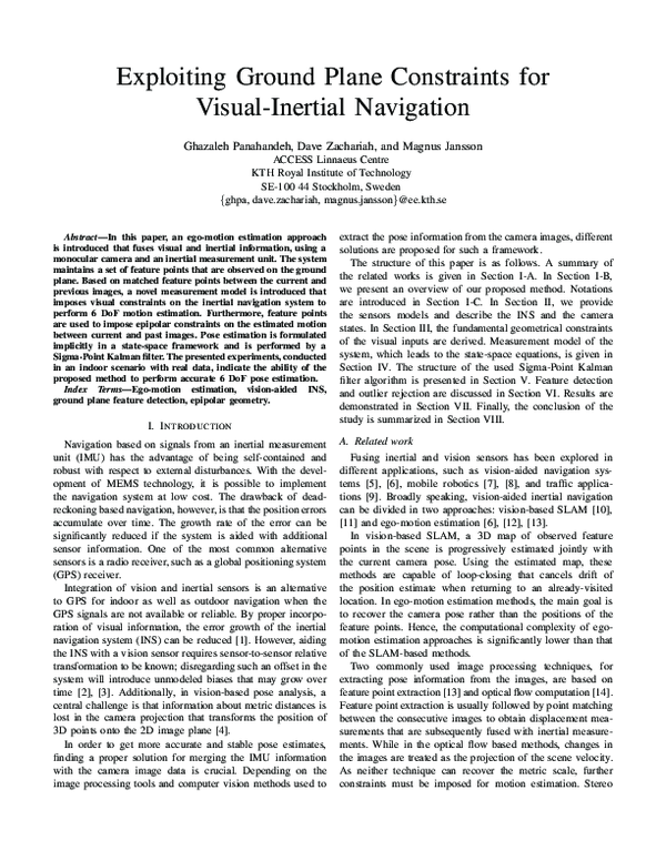 (PDF) Exploiting ground plane constraints for visual-inertial navigation