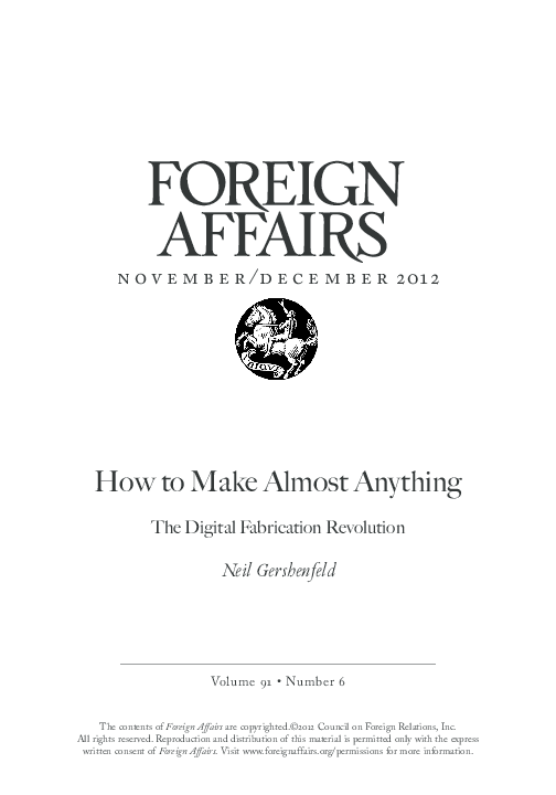 (PDF) How to Make Almost Anything The Digital Fabrication Revolution