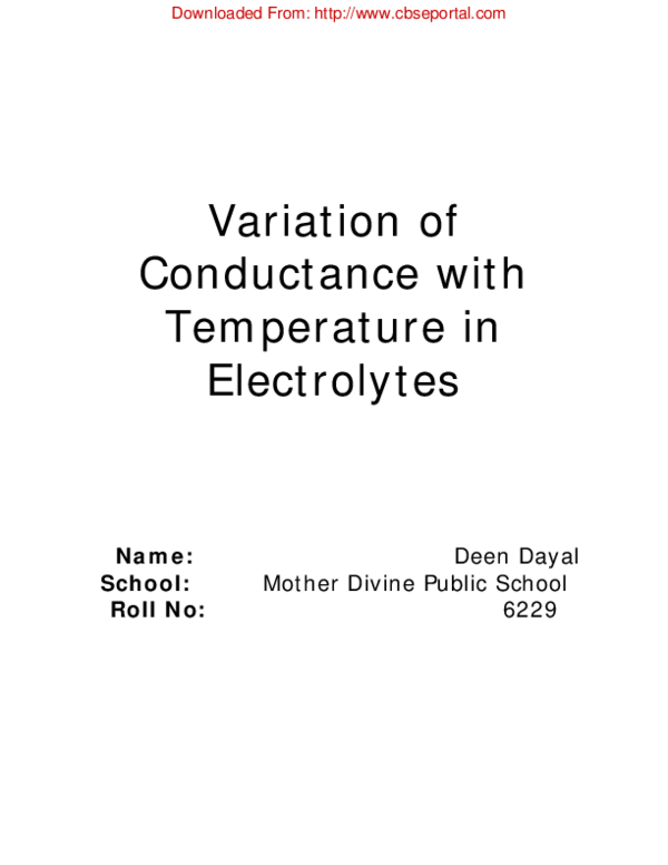 Pdf Variation Of Conductance With Temperature In Electrolytes