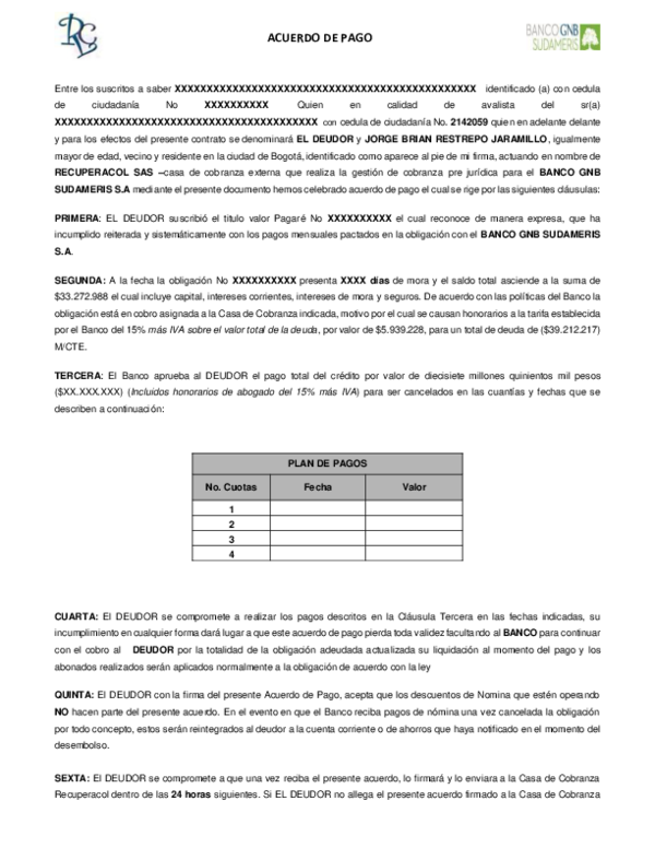 (DOC) ACUERDO DE PAGO MANUAL 2017 CON CODEUDOR