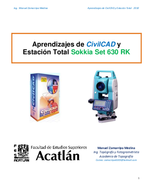 (PDF) Aprendizajes de CivilCAD y Estación Total Sokkia Set 630 RK