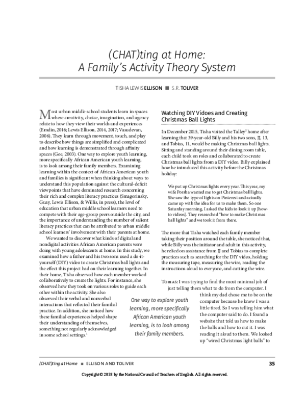 (PDF) (CHAT)ting at Home A Family's Activity Theory System (Voices from ...