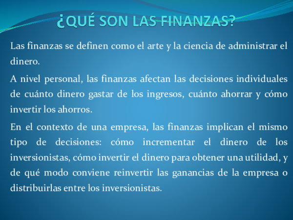 (PDF) QUÉ SON LAS FINANZAS l
