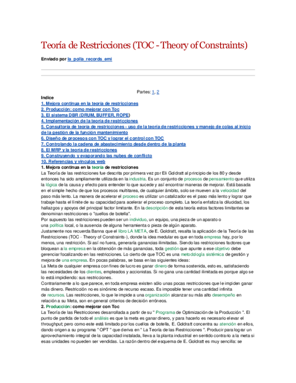 (DOC) Teoría de Restricciones (TOC -Theory of Constraints