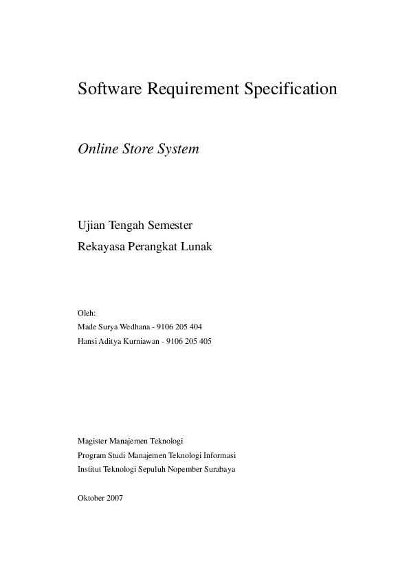 (PDF) Software Requirement Specification Online Store System