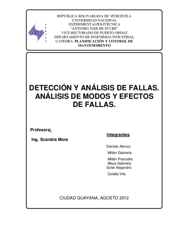Deteccion Y Analisis Fallas Analisis Modos Y Efectos Fallas