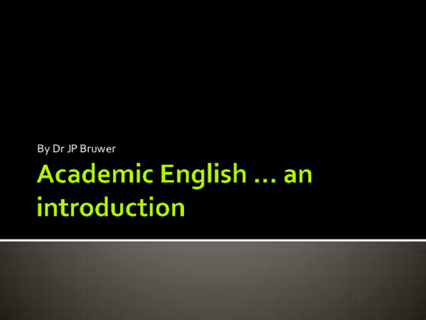 (PDF) Academic English ... an introduction
