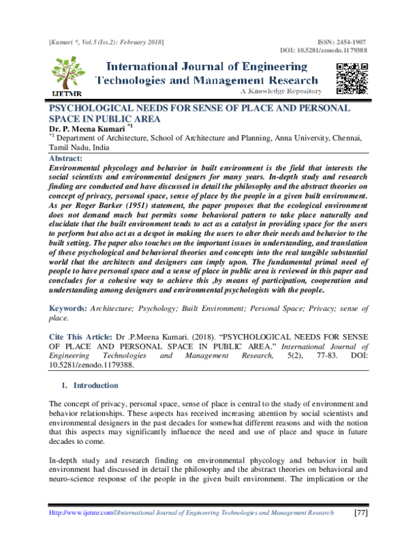 PDF PSYCHOLOGICAL NEEDS FOR SENSE OF PLACE AND PERSONAL SPACE IN pdf-psychological-needs-for-sense-of-place-and-personal-space-in