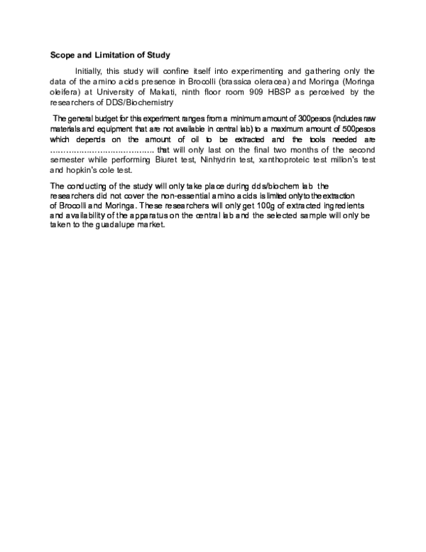 (DOC) Scope and Limitation of Study