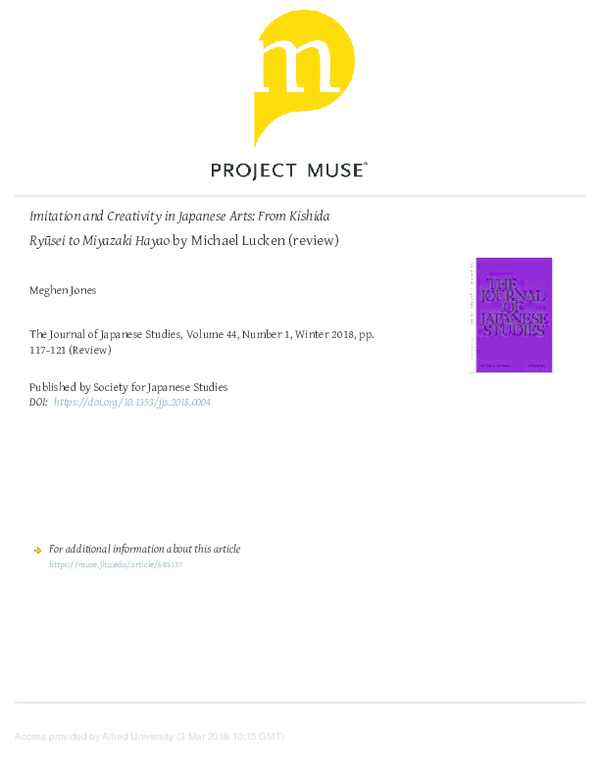 (PDF) Review of Imitation and Creativity in Japanese Arts: From Kishida ...
