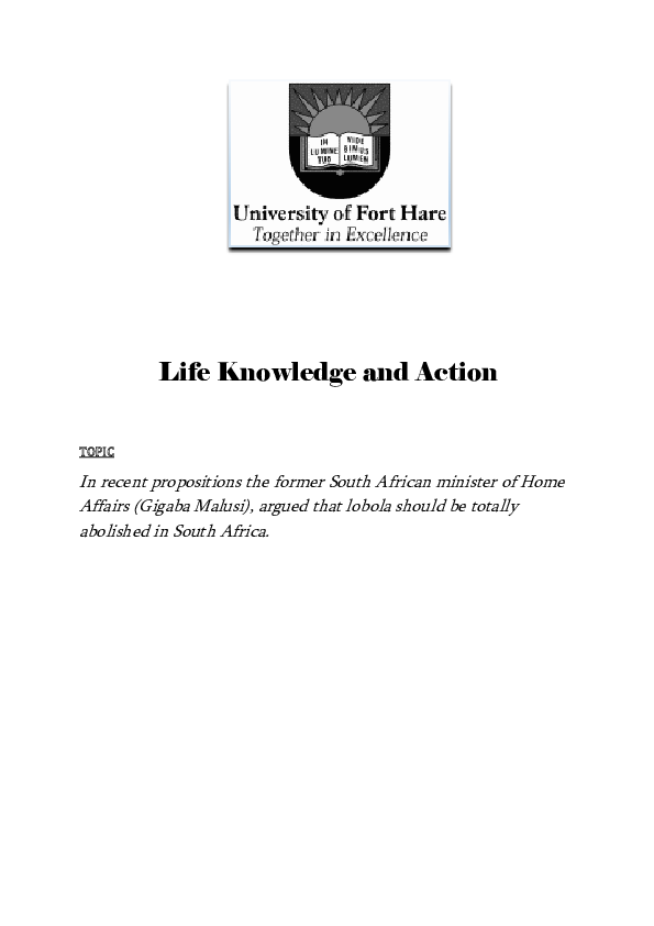 (DOC) Life Knowledge and Action