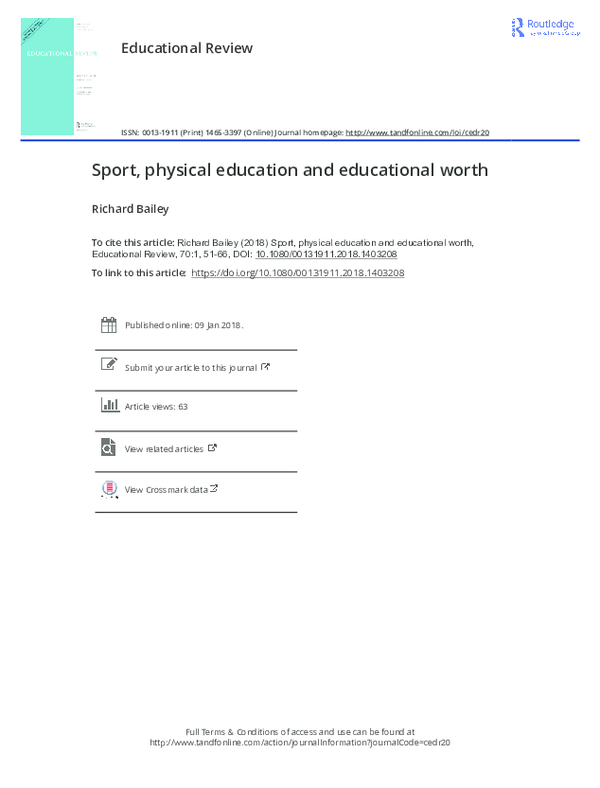 (PDF) Educational Review Sport, physical education and educational worth