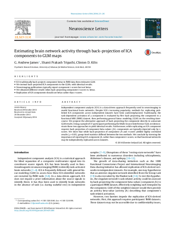 (PDF) Estimating brain network activity through back-projection of ICA ...