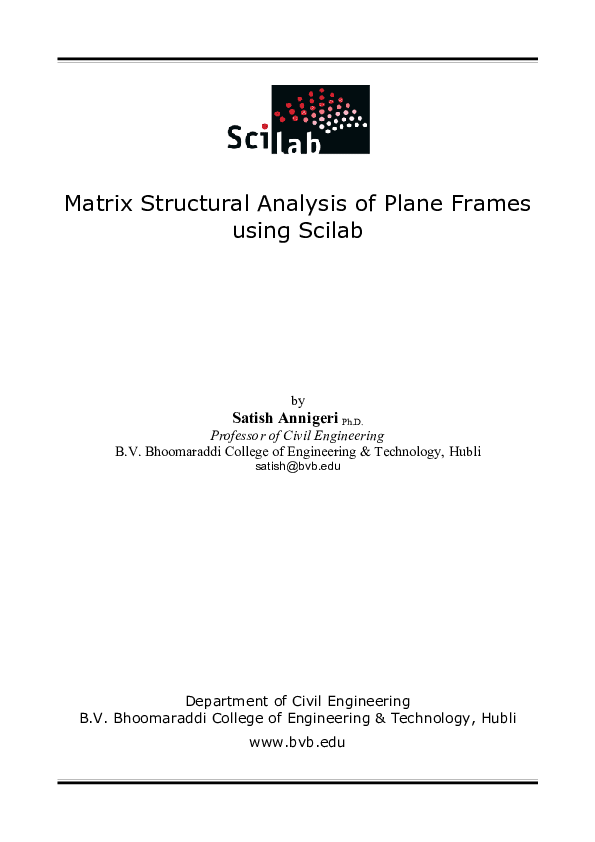 Pdf Matrix Structural Analysis Of Plane Frames Using Scilab