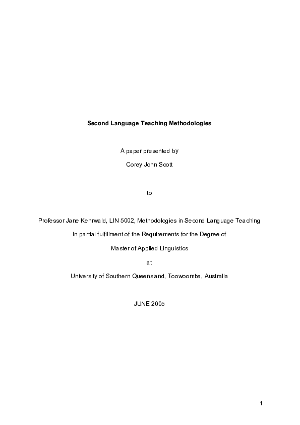 (PDF) Second Language Teaching Methodologies