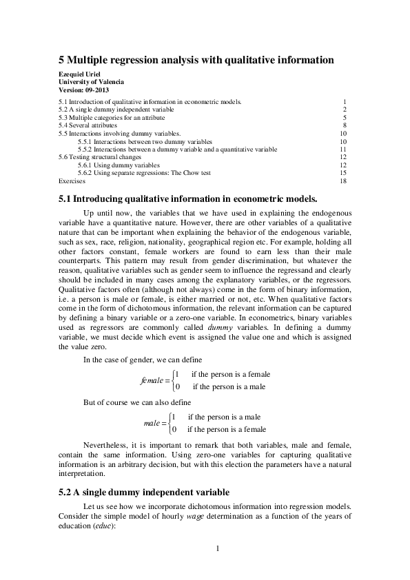 (PDF) 5 Multiple regression analysis with qualitative information