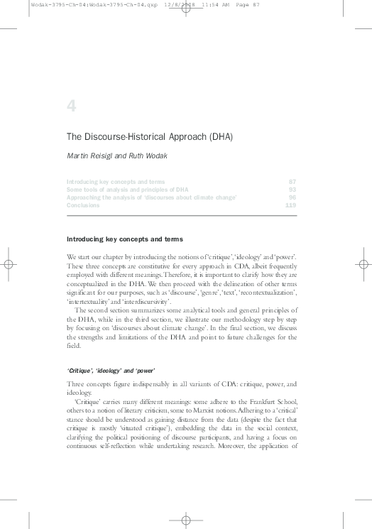 (PDF) The Discourse-Historical Approach (DHA