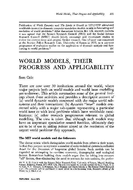 (PDF) World models, their progress and applicability