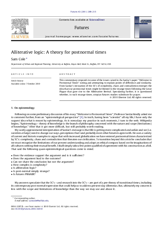 (PDF) Alliterative logic: A theory for postnormal times