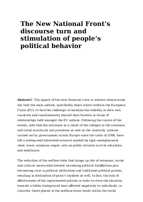 (DOC) The New National Front's discourse turn and stimulation of people ...