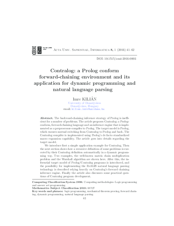 (PDF) Contralog: a Prolog conform forward-chaining environment and its application for dynamic ...