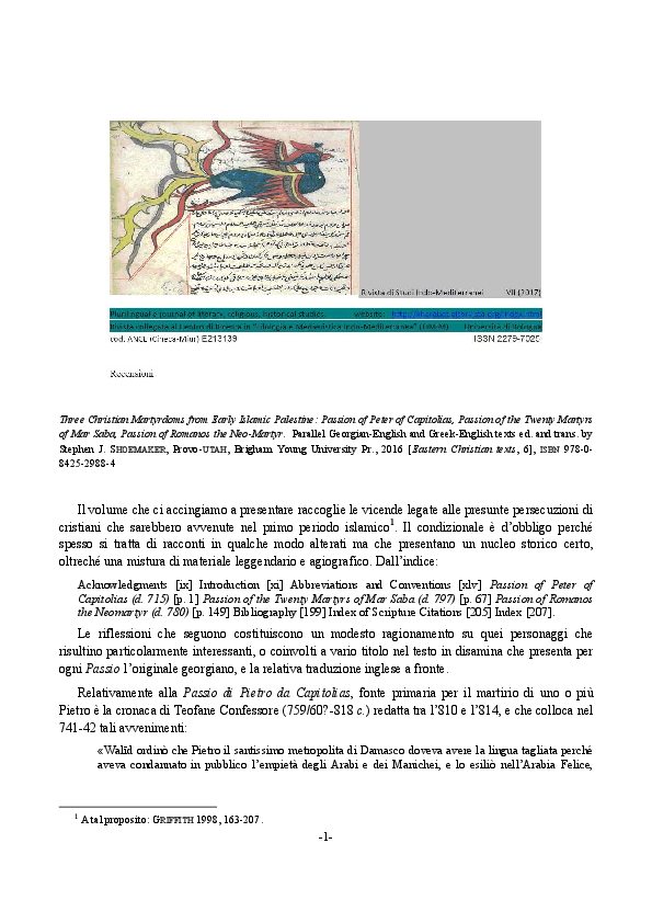 (PDF) Three Christian Martyrdoms from Early Islamic Palestine: Passion ...