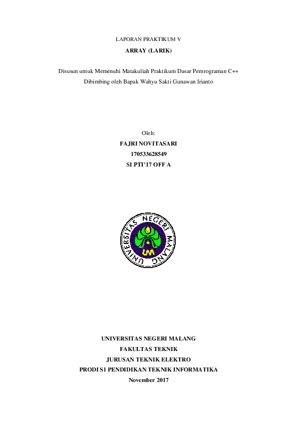 (DOC) Laporan Praktikum DPK modul 5-Array
