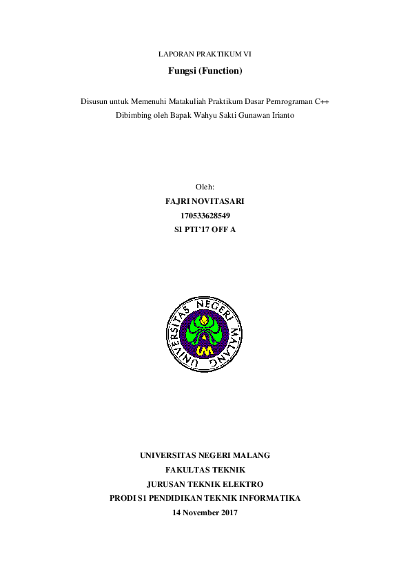 (DOC) Laporan Praktikum DPK modul 6- Function
