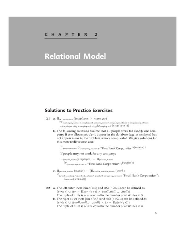 (PDF) Relational Model Solutions to Practice Exercises