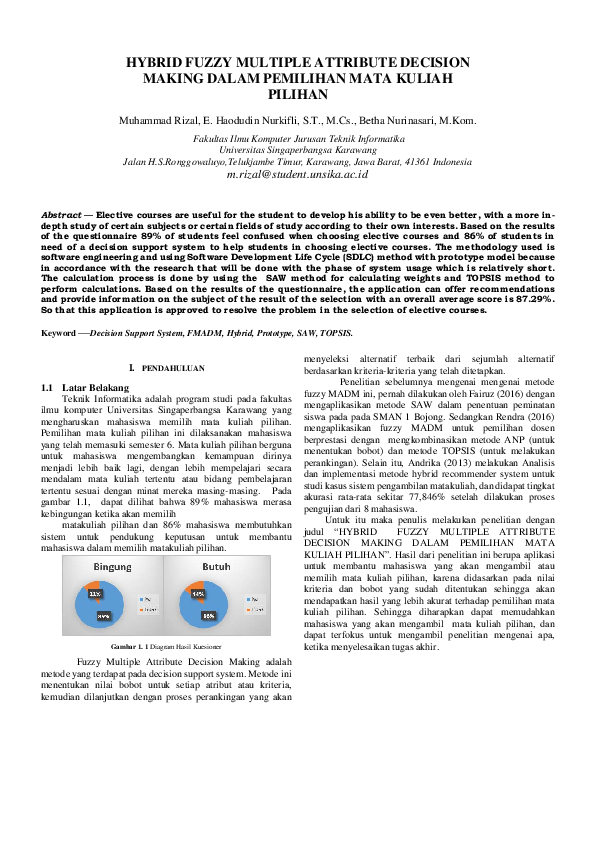 Pdf Hybrid Fuzzy Multiple Attribute Decision Making Dalam Pemilihan