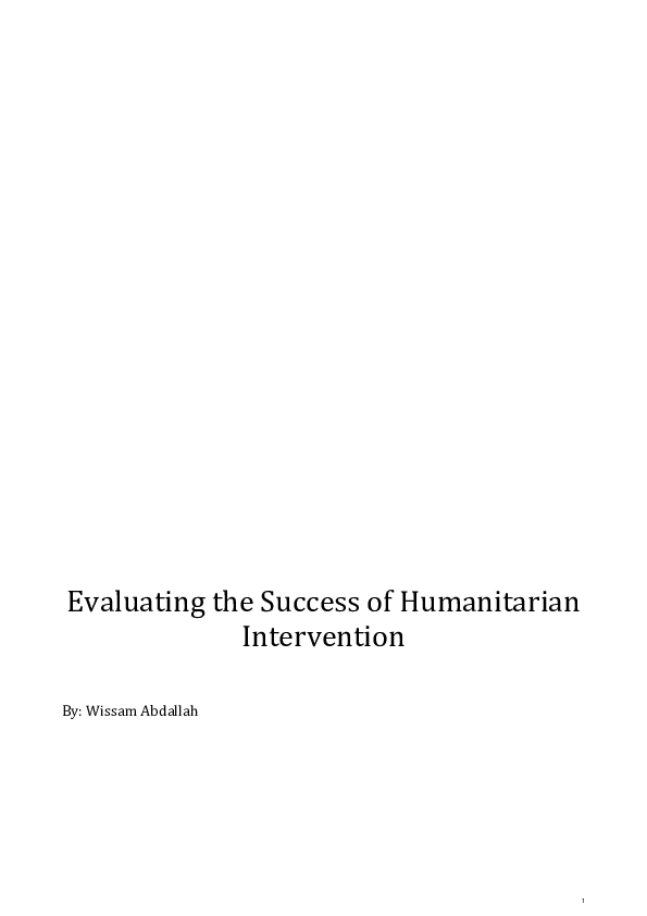 (DOC) Evaluating the Success of Humanitarian Intervention
