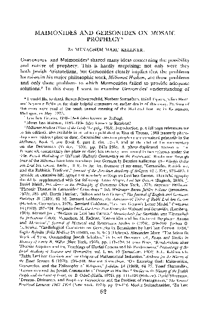 Menachem Kellner, “Maimonides and Gersonides on Mosaic Prophecy ...