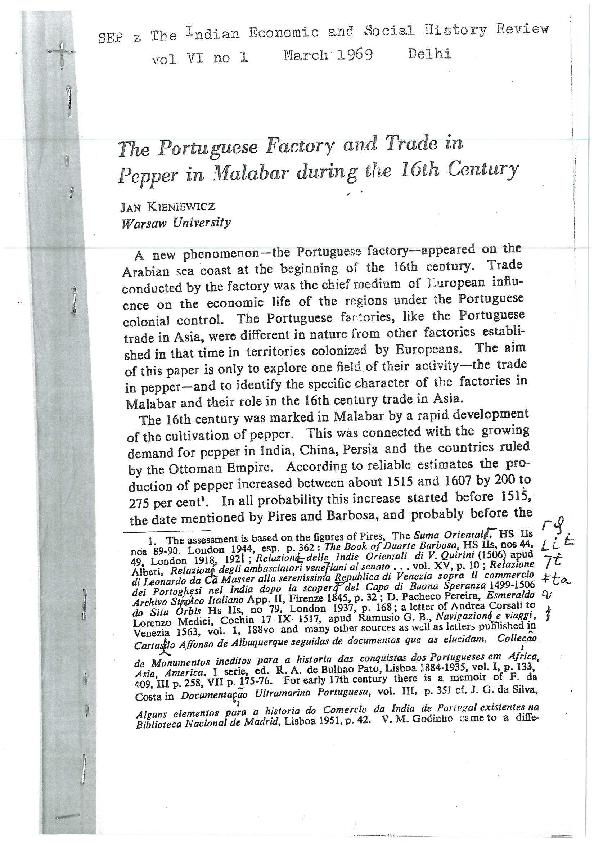 (PDF) The Portuguese Factory and Trade in Pepper in Malabar, J ...